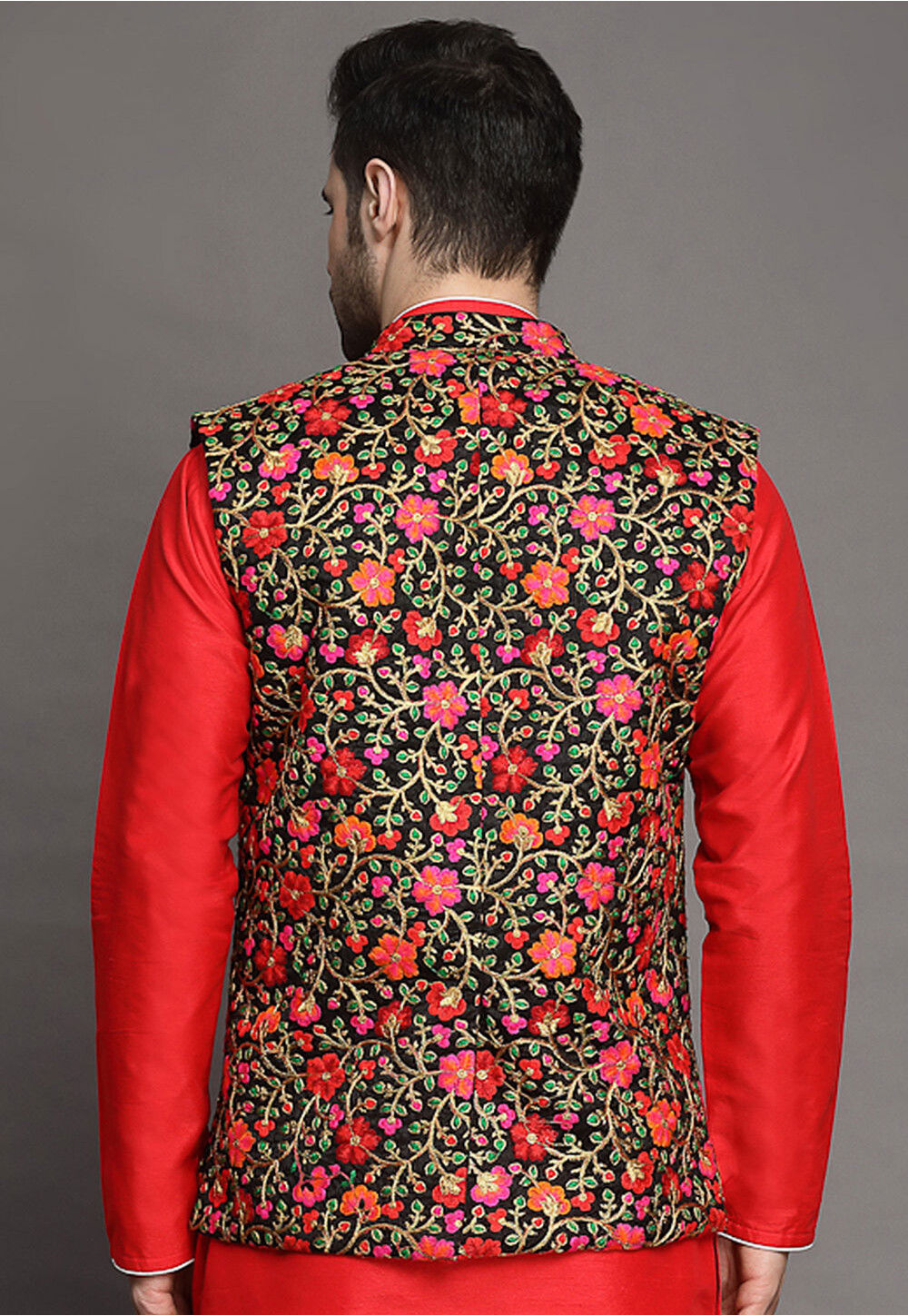 Buy Embroidered Art Silk Nehru Jacket in Black Online : MXX135 - Utsav ...