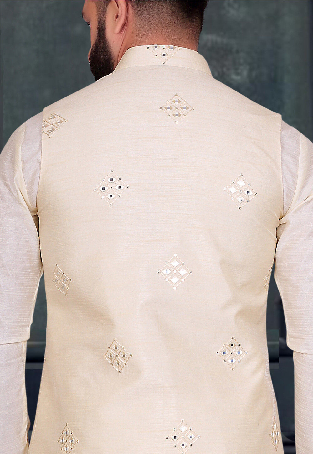 Buy Embroidered Art Silk Nehru Jacket in Cream Online : MHG1999 - Utsav Fashion