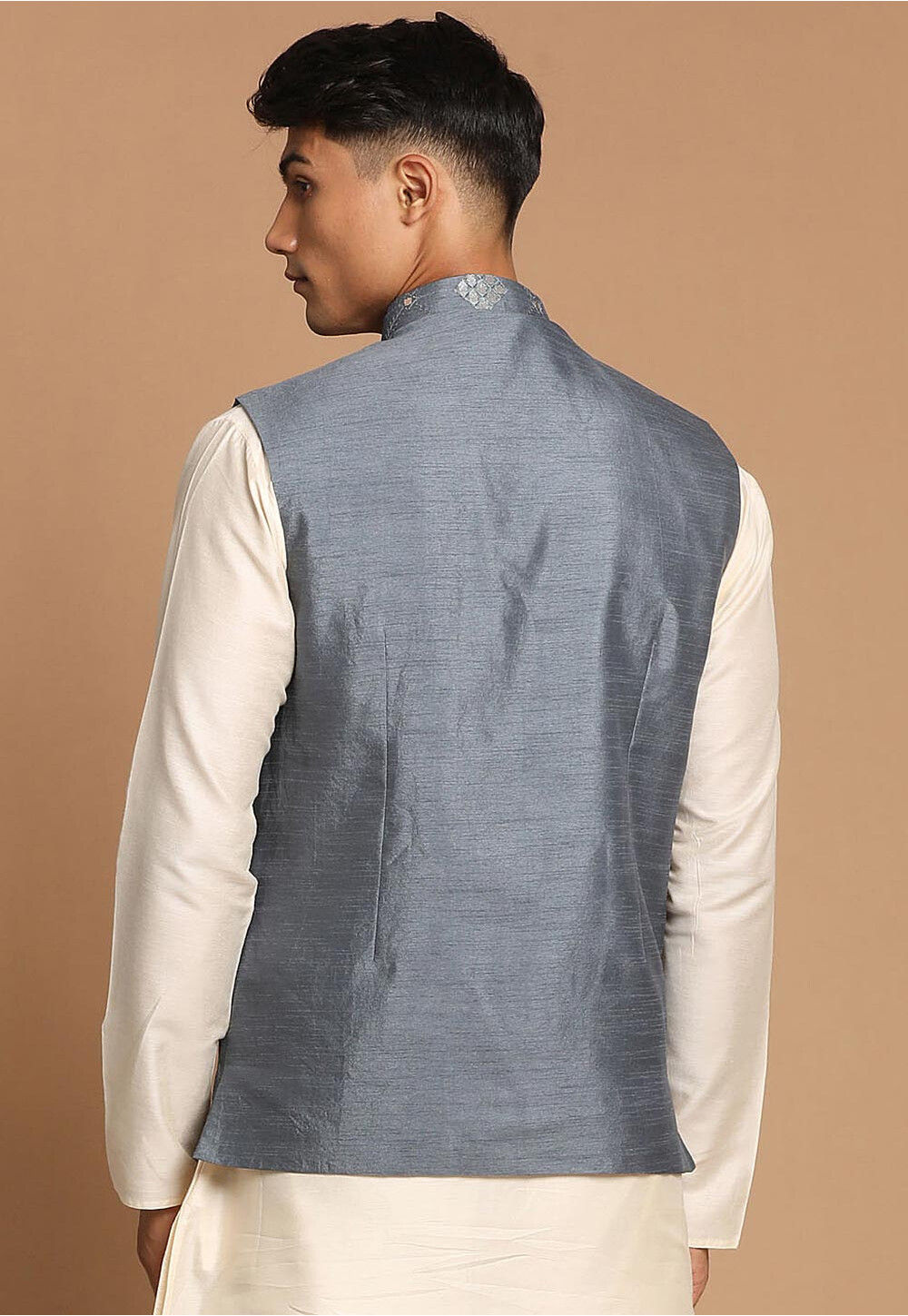 Buy Embroidered Art Silk Nehru Jacket in Grey Online : MTR2863 - Utsav ...