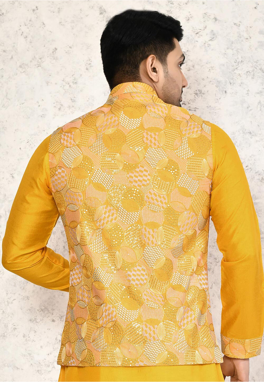 Buy Embroidered Art Silk Nehru Jacket in Yellow Online : MTX3219 ...