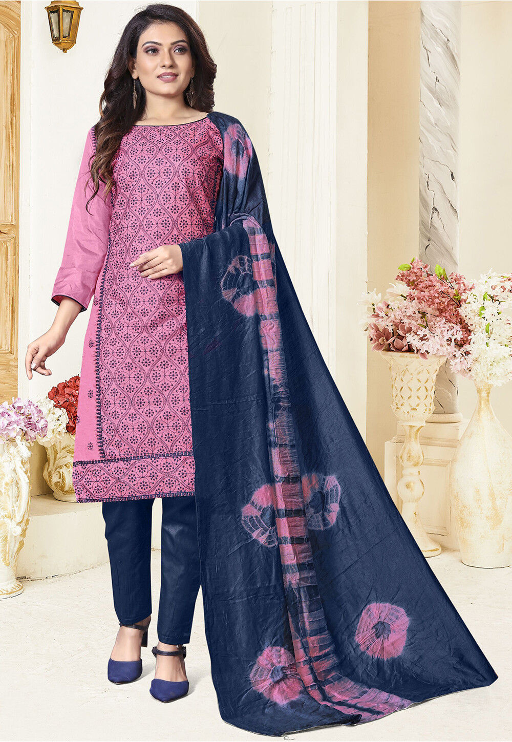 Buy Embroidered Art Silk Pakistani Suit in Pink Online : KJC1818 ...