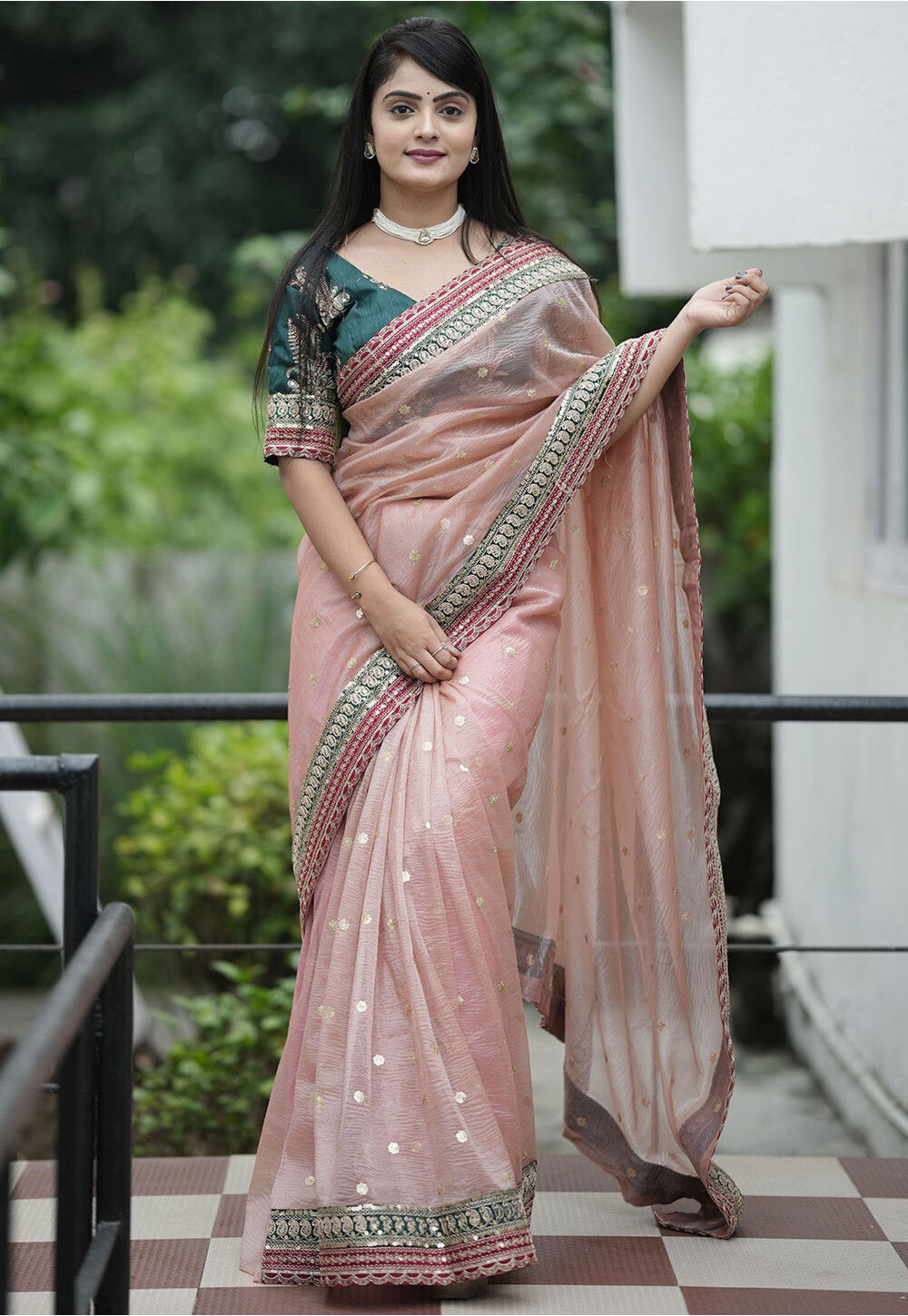 Buy Embroidered Art Silk Saree in Old Rose Online : SPF12885 - Utsav ...