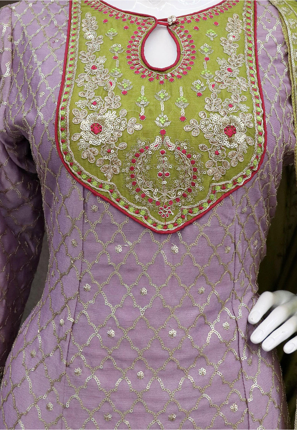 Buy Embroidered Art Silk Scalloped Punjabi Suit in Purple Online ...