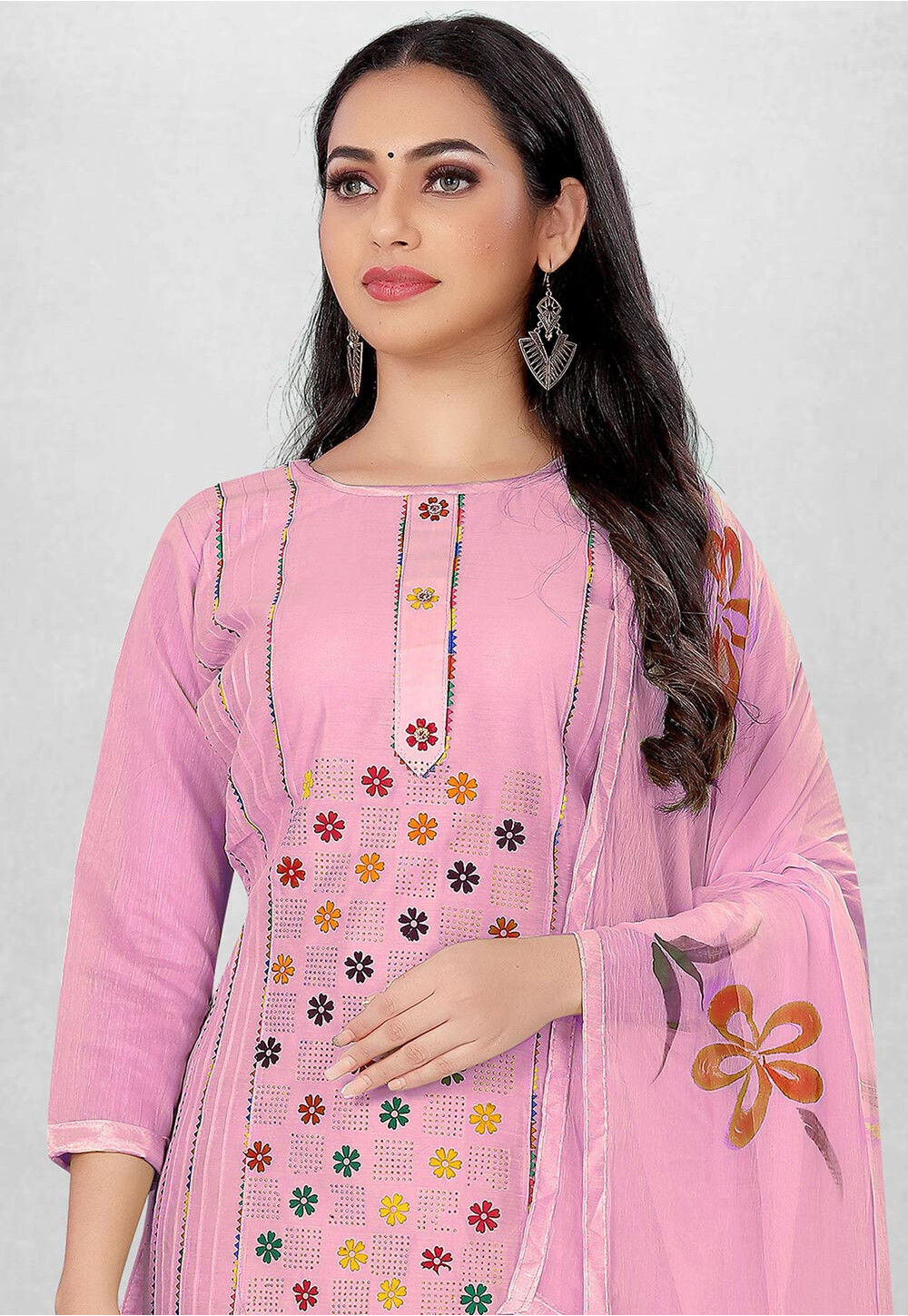 Buy Embroidered Art Silk Straight Suit in Pink Online : KJC2068 - Utsav ...