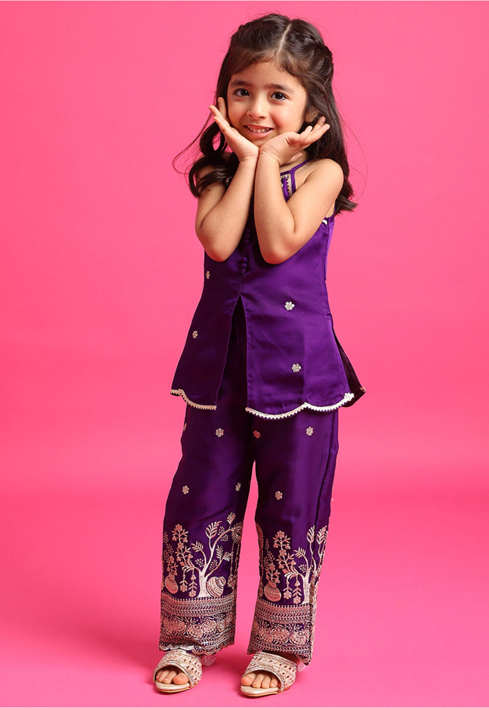 Buy Embroidered Art Silk Top Set in Purple Online : UKU1804 - Utsav Fashion