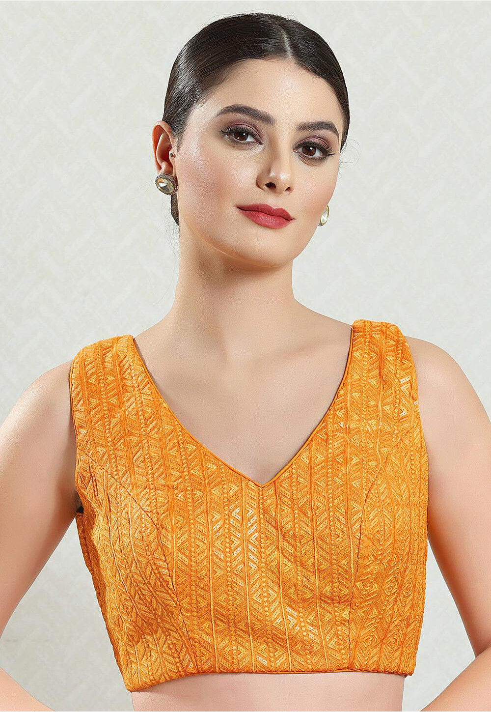 Buy Embroidered Brocade Blouse in Mustard Online : UGX861 - Utsav Fashion