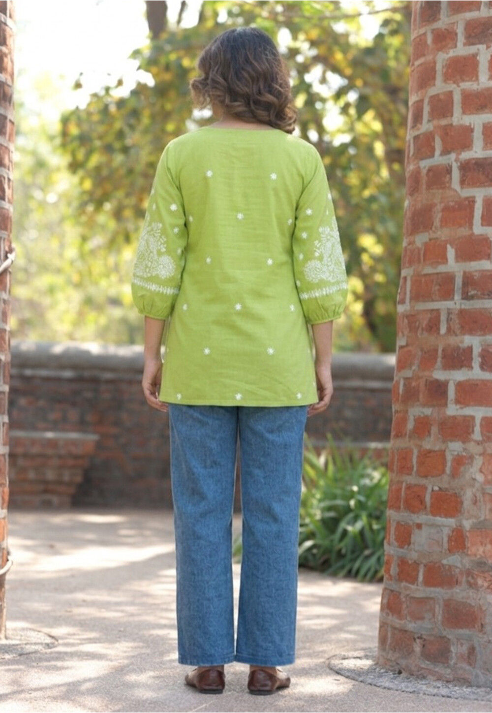 Buy Embroidered Cotton Kurti in Light Green Online : TRX170 - Utsav Fashion