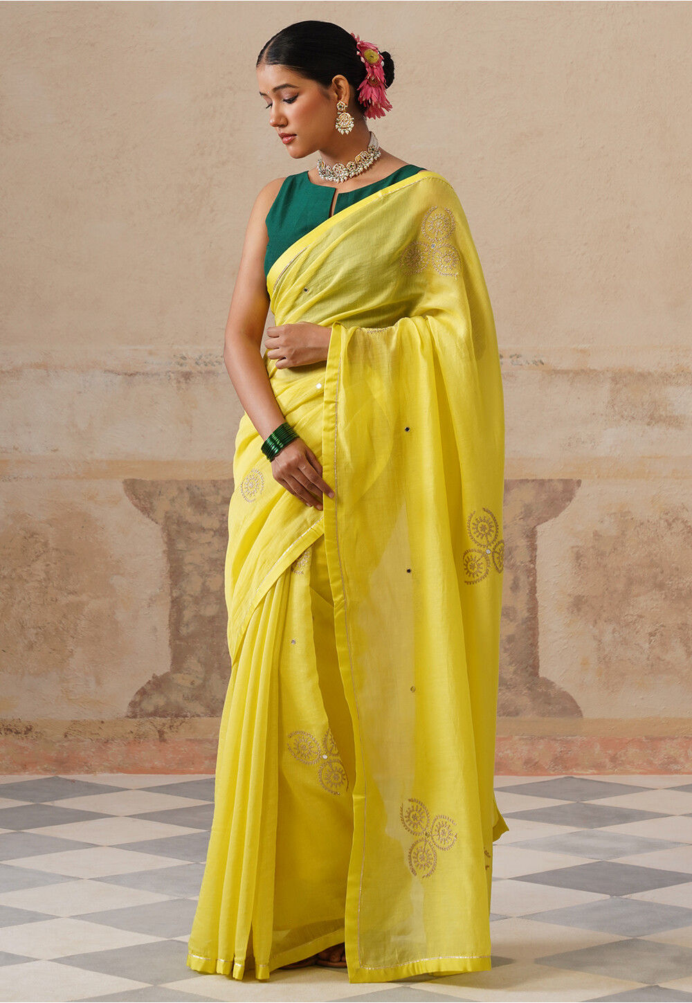 Buy Embroidered Cotton Silk Saree in Light Green Online : SAP401 ...