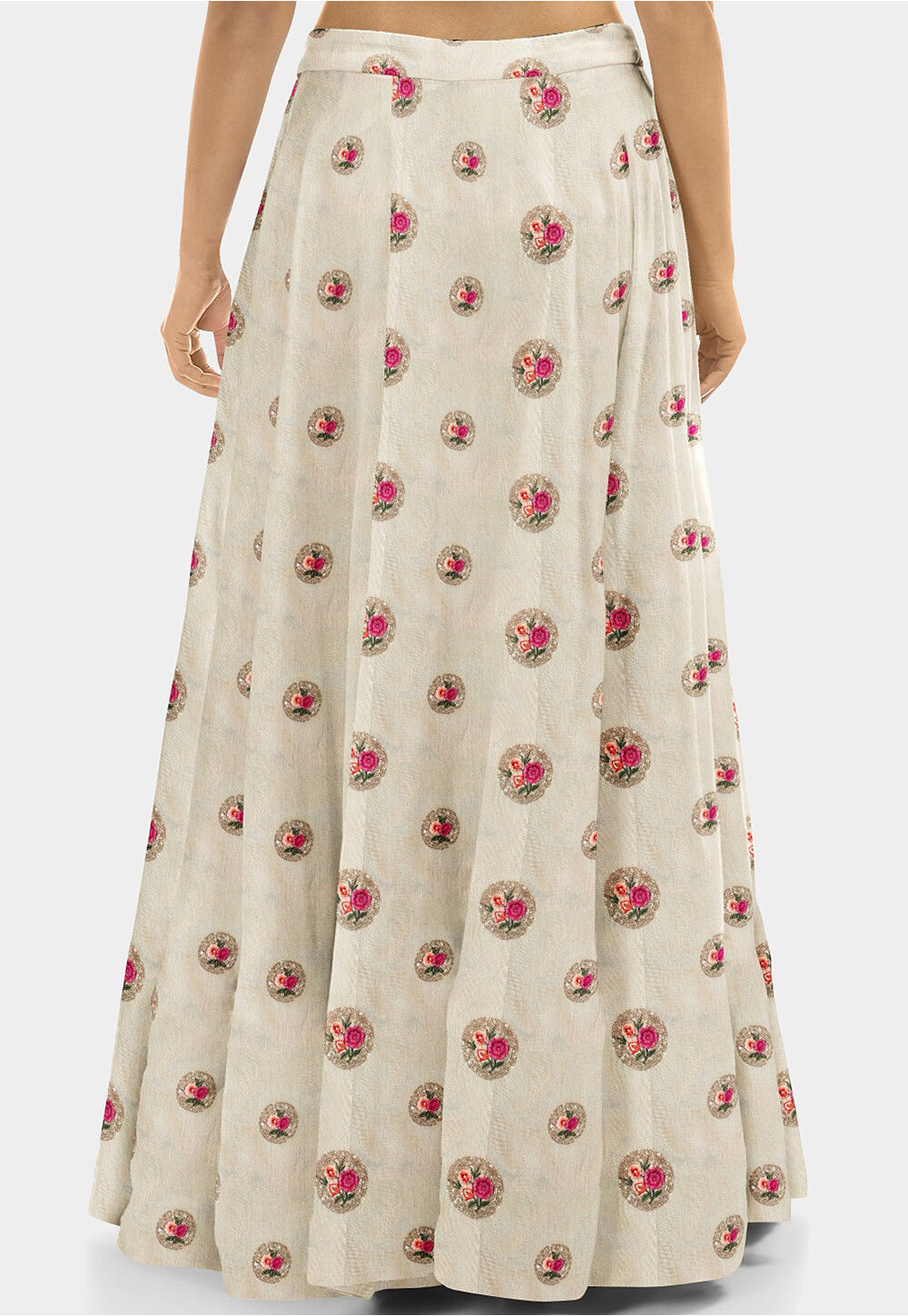 Buy Embroidered Dupion Silk Circular Skirt in Beige Online : BNJ1224 ...