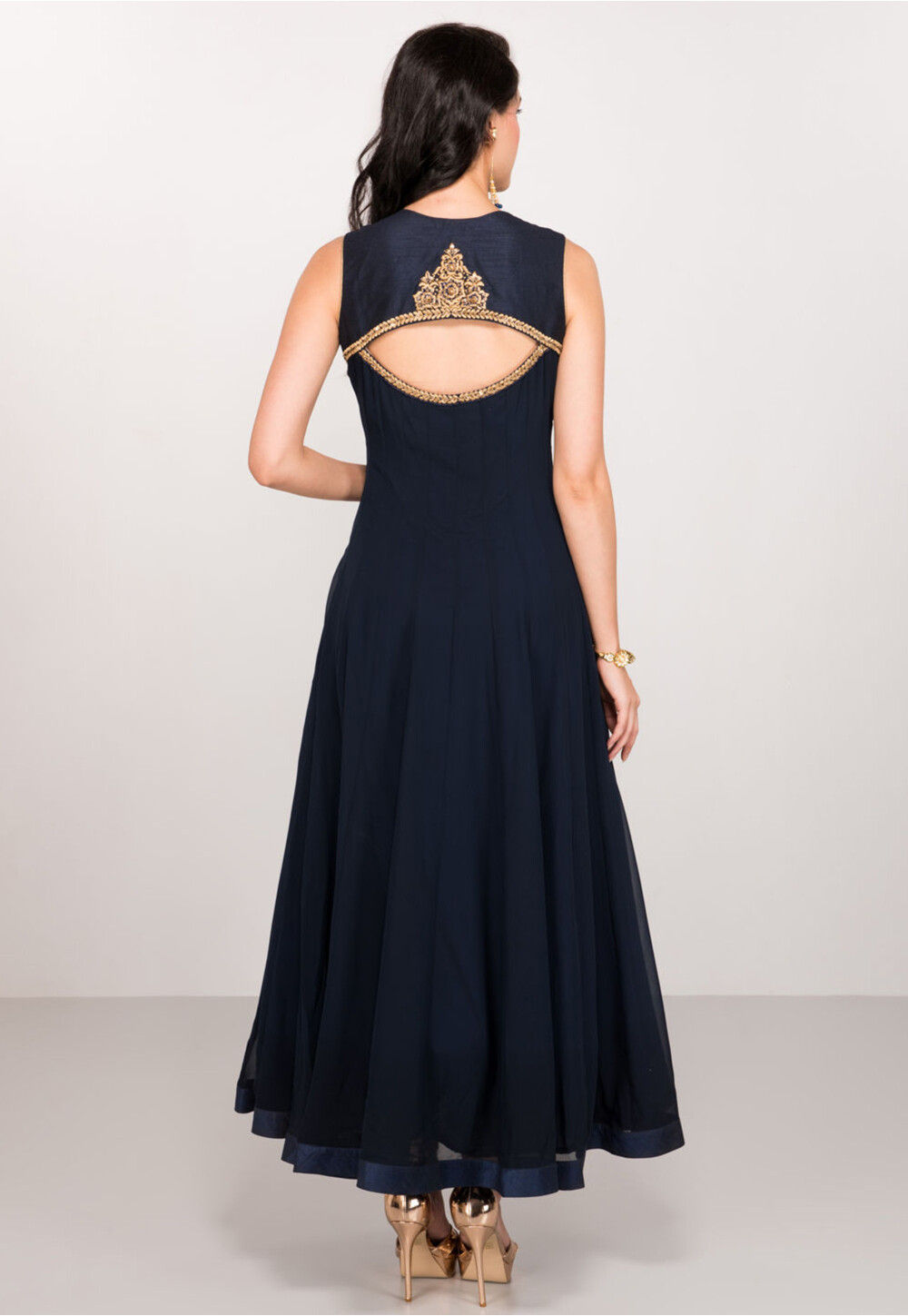 Buy Embroidered Georgette Abaya Style Suit in Navy Blue Online : KDQ470 ...
