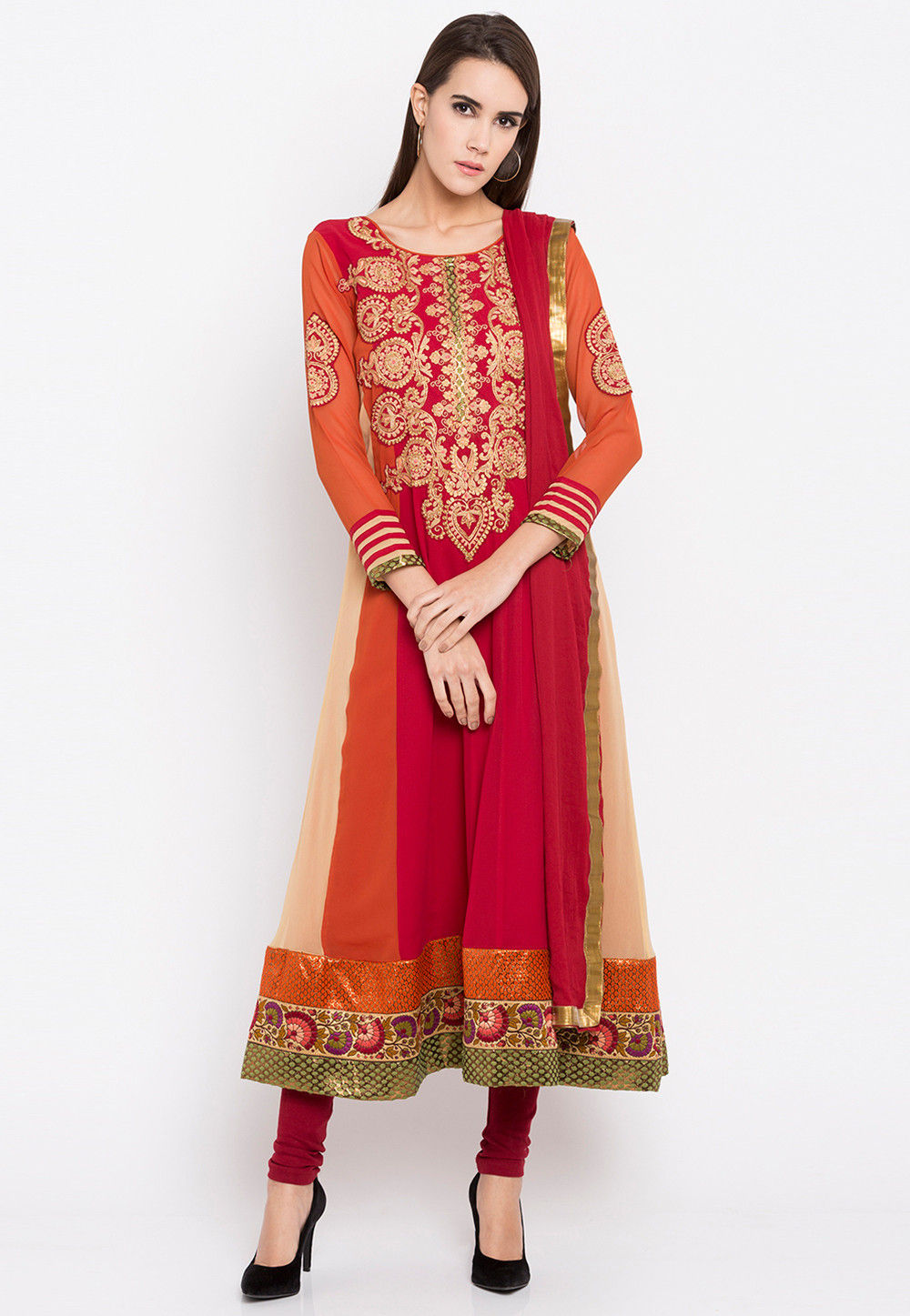 Buy Embroidered Georgette Anarkali Suit in Multicolor Online : KNF536 ...