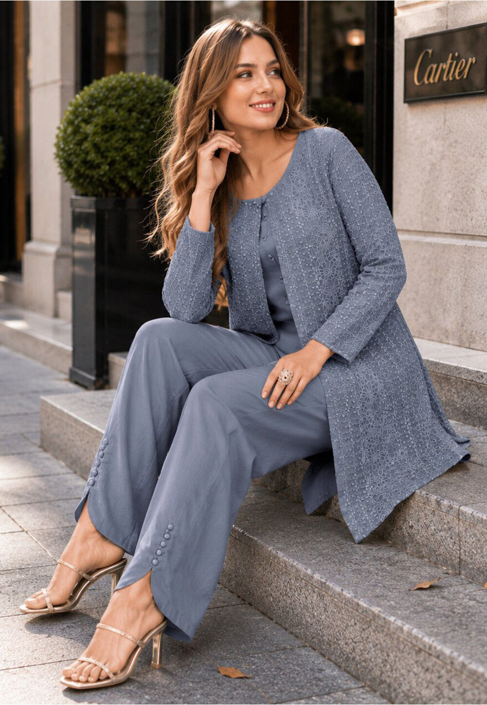 Buy Embroidered Georgette Layered Tunic Set in Grey Online : TEC850 ...