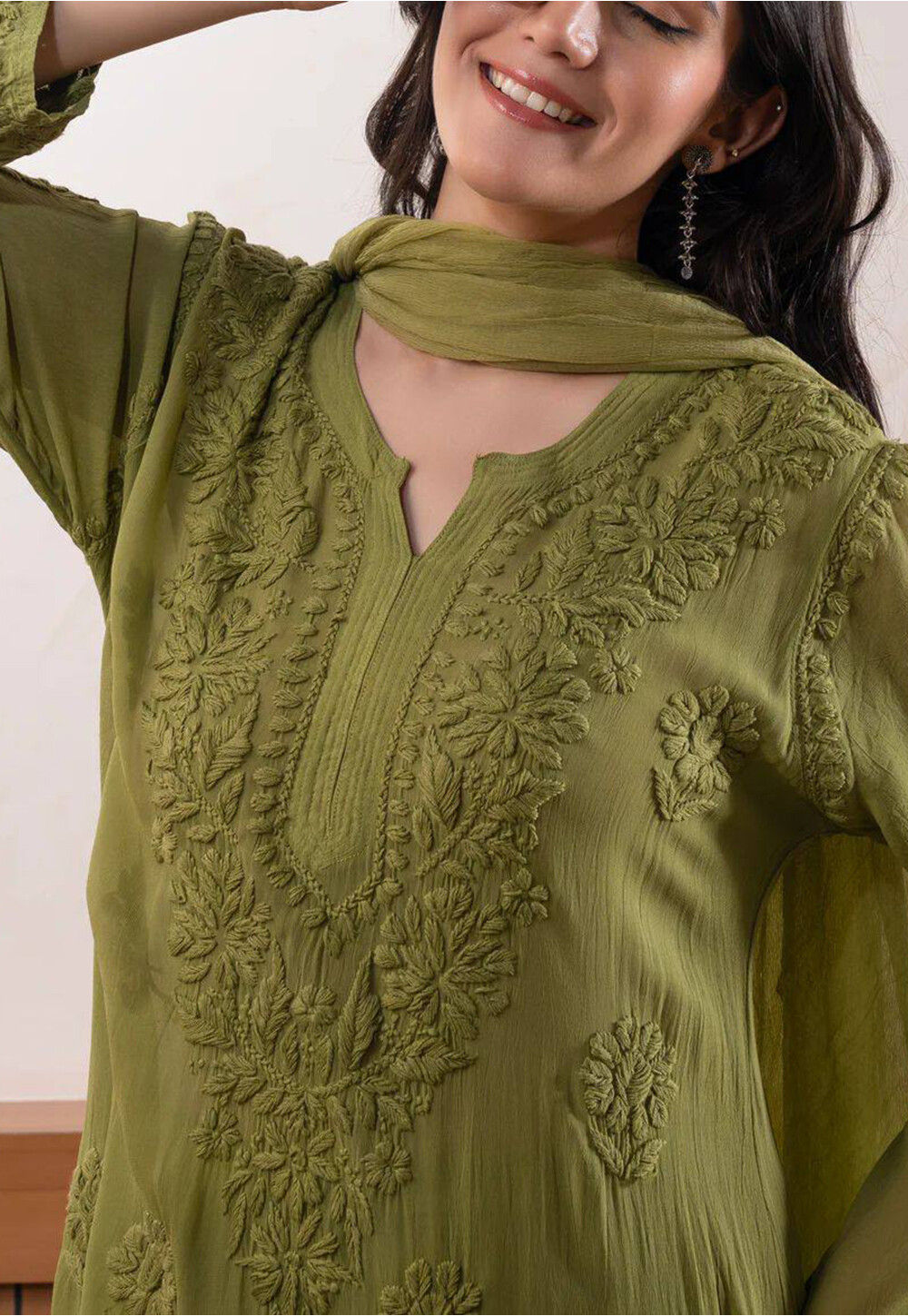 Buy Embroidered Georgette Pakistani Suit in Green Online : KCU782 ...