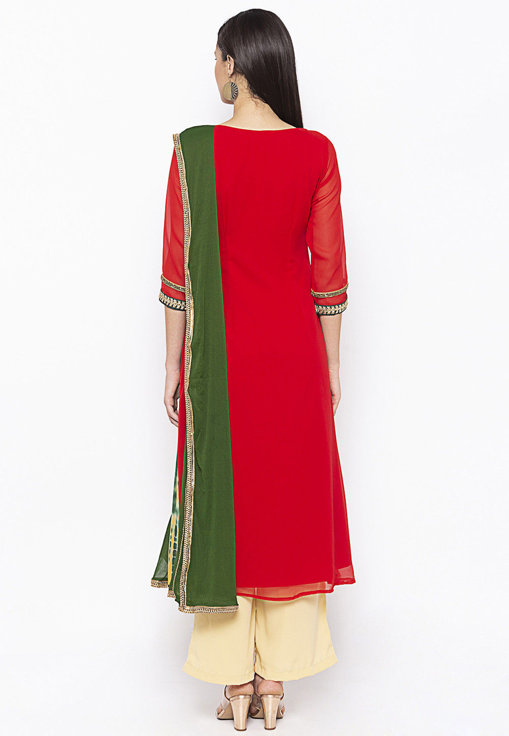 Buy Embroidered Georgette Pakistani Suit in in Red Online : KNF700 ...