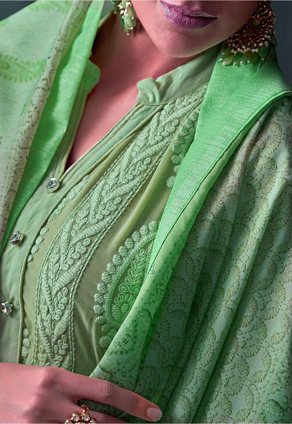 Buy Embroidered Georgette Pakistani Suit in Sea Green Online : KCH3629 ...