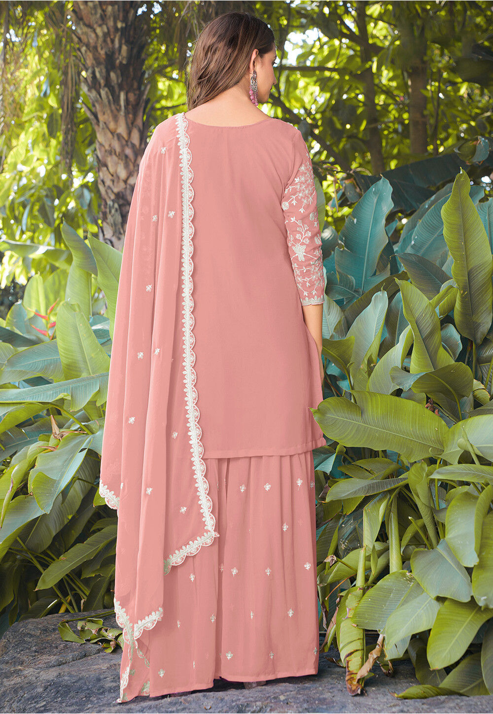 Buy Embroidered Georgette Pakistani Suit in Old Rose Online : KJC6517 ...