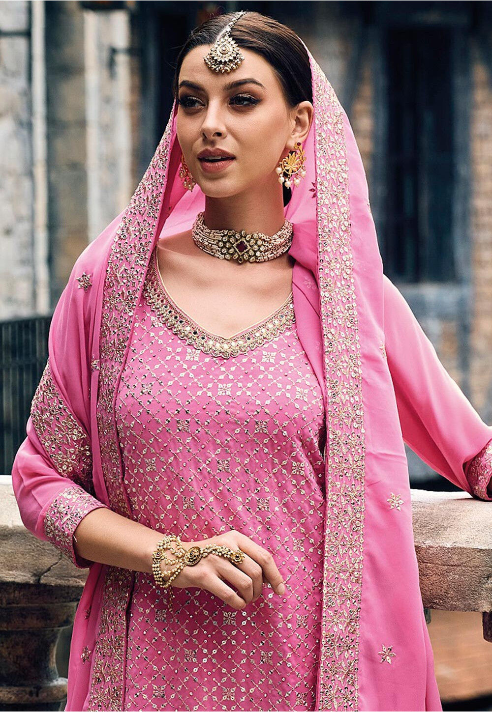Buy Embroidered Georgette Pakistani Suit in Pink Online : KCH11876 ...