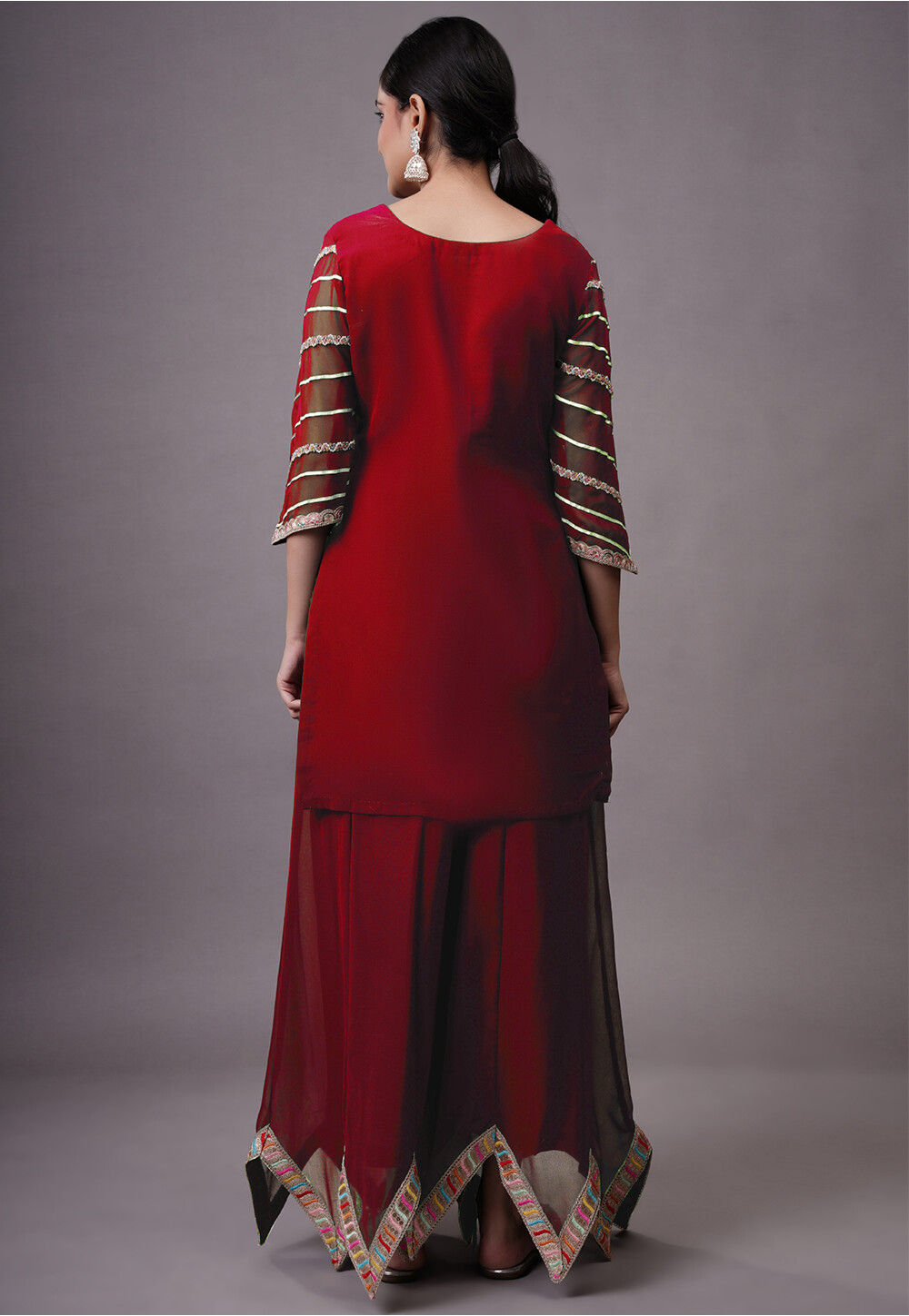 Buy Embroidered Georgette Pakistani Suit in Red Online : KUR784 - Utsav ...