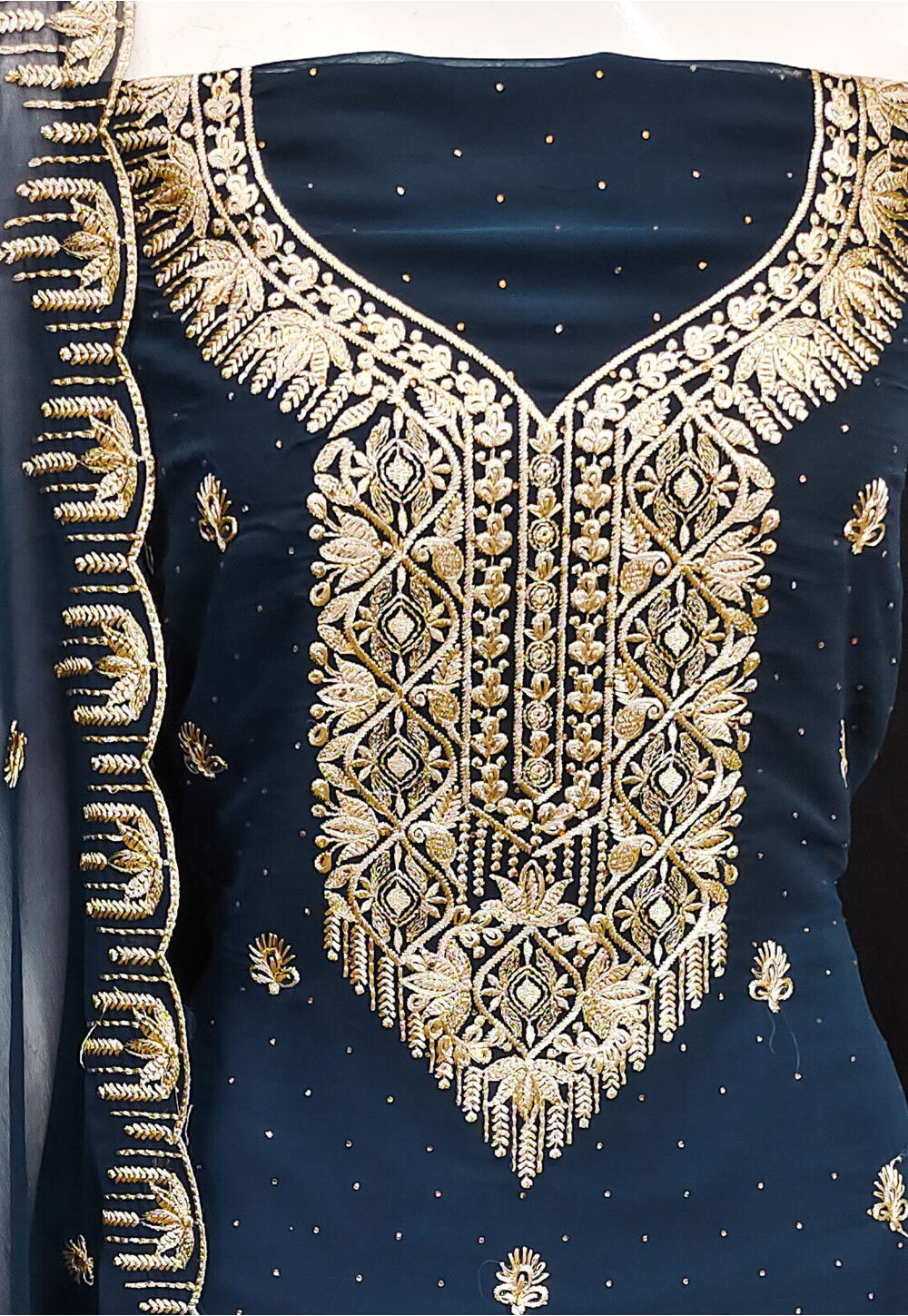 Buy Embroidered Georgette Pakistani Suit in Teal Blue Online : KJC6492 ...