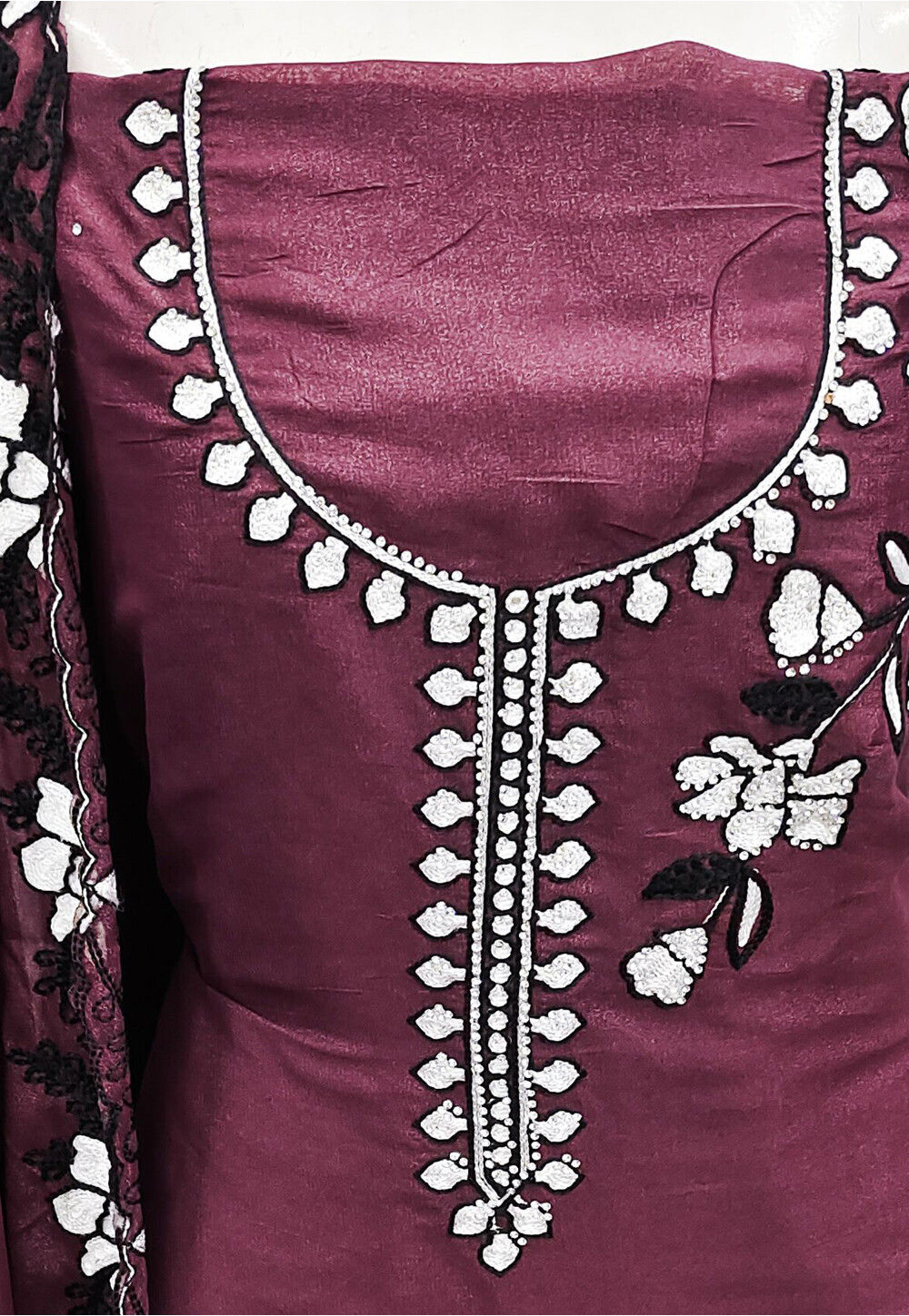 Buy Embroidered Georgette Pakistani Suit in Wine Online : KJC6500 ...