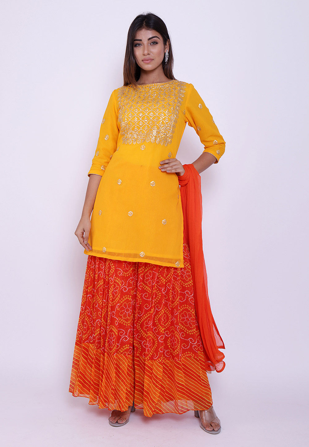 Buy Embroidered Georgette Pakistani Suit in Yellow Online : KJN3607 ...