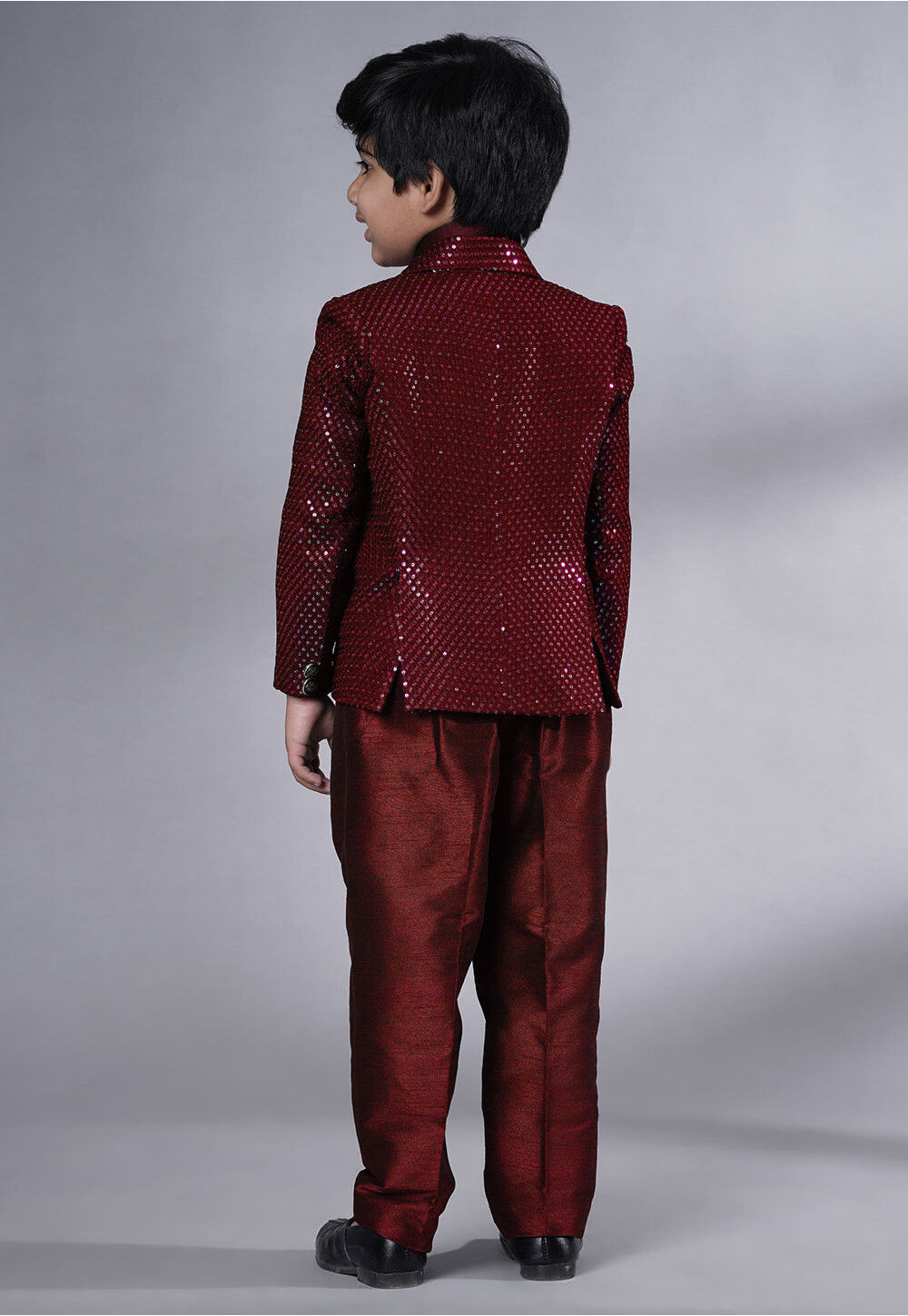 Buy Embroidered Georgette Tuxedo in Maroon Online : UFC402 - Utsav Fashion