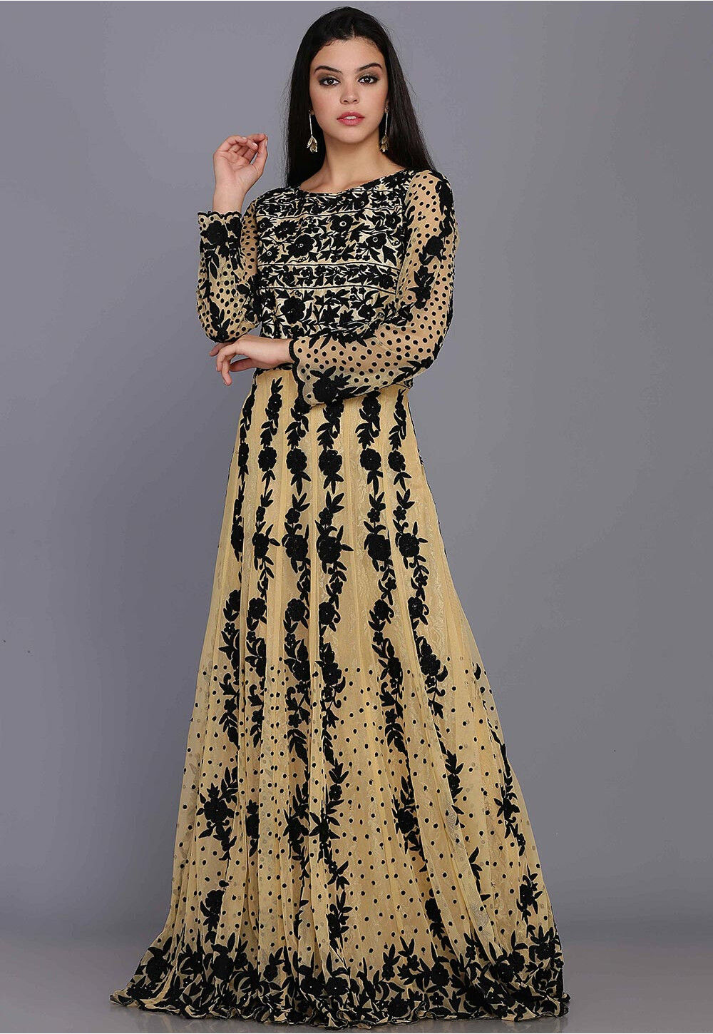 Buy Embroidered Net Gown in Beige Online : TCU69 - Utsav Fashion