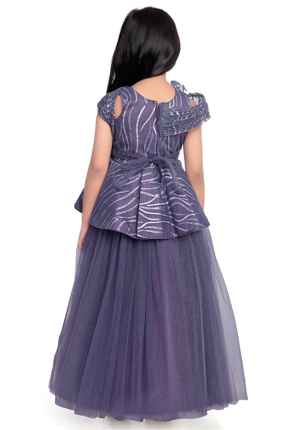 Buy Embroidered Net Gown in Dusty Blue Online : UKU1626 - Utsav Fashion