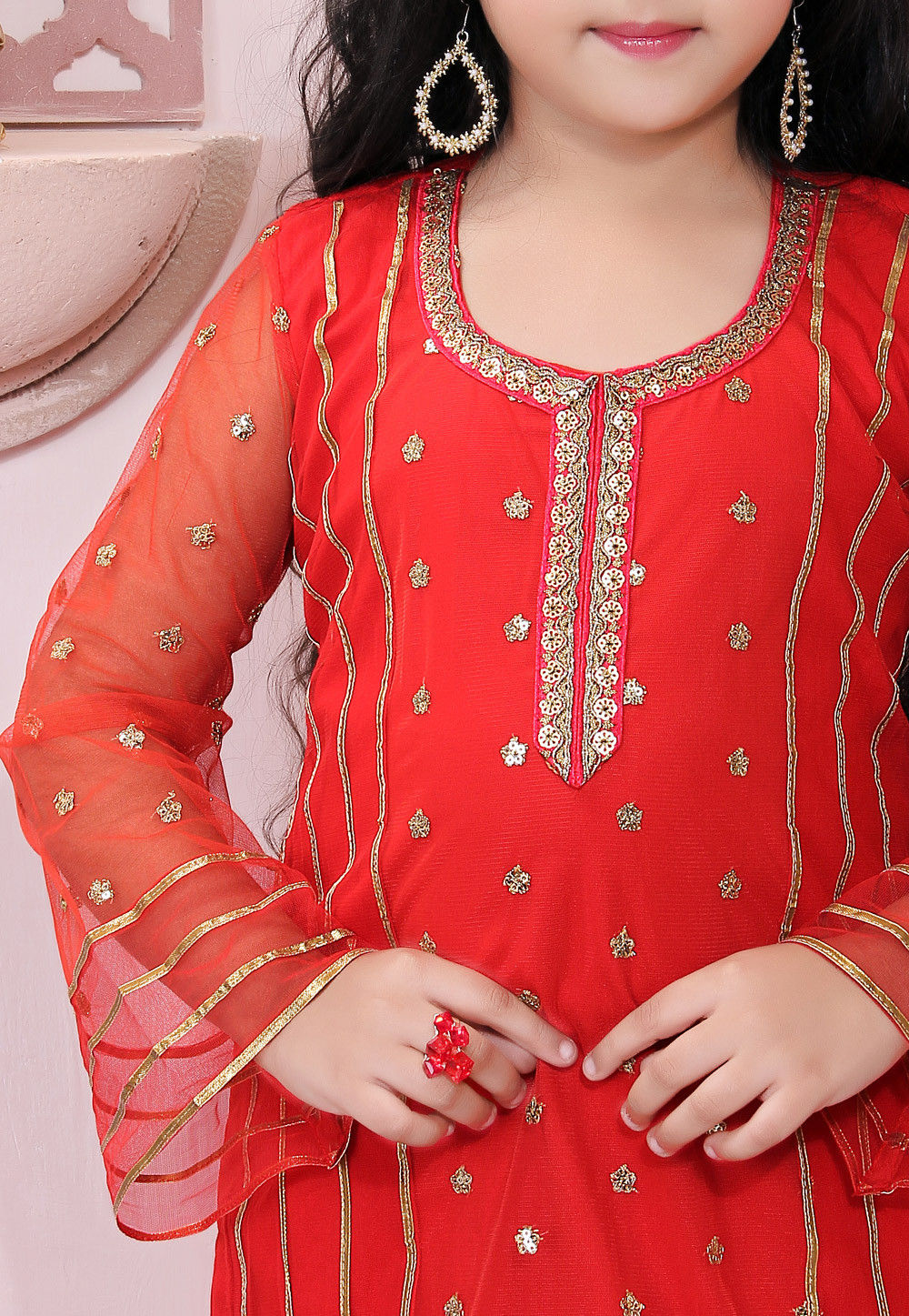Buy Embroidered Net Pakistani Suit in Red Online : UDJ103 - Utsav Fashion