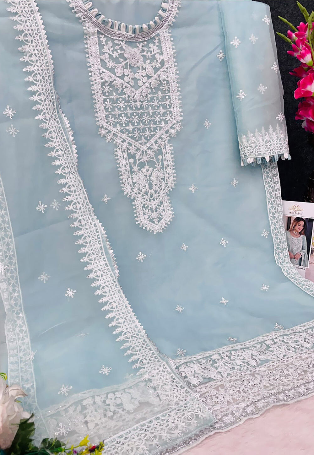 Buy Embroidered Organza Pakistani Suit in Sky Blue Online : KRY1702 ...