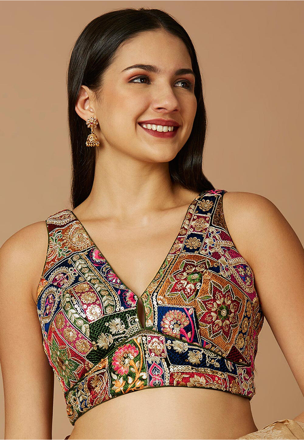 Buy Embroidered Polyester Blouse in Multicolor Online : UVC1595 - Utsav ...