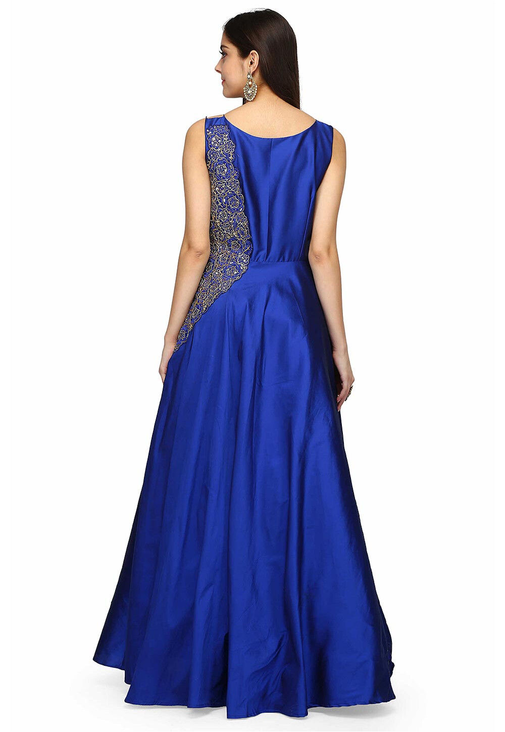Buy Embroidered Pure Taffeta Gown in Royal Blue Online : TLB27 - Utsav ...
