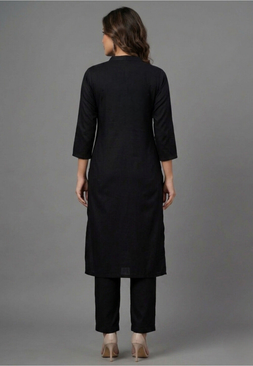 Buy Embroidered Rayon Kurta Set in Black Online : TDW506 - Utsav Fashion