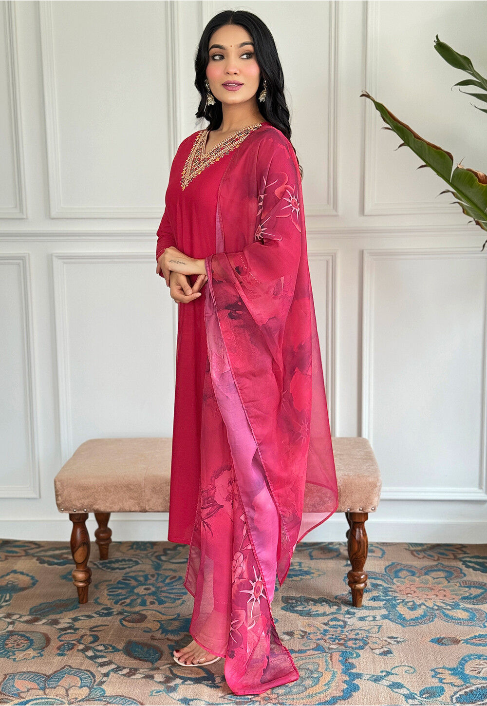 Buy Embroidered Rayon Pakistani Suit in Red Online : KJC4933 - Utsav ...
