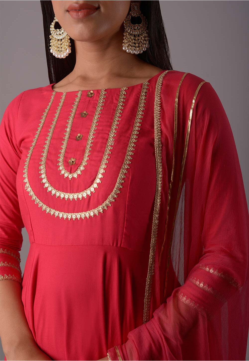 Buy Embroidered Rayon Punjabi Suit in Red Online : KUR57 - Utsav Fashion