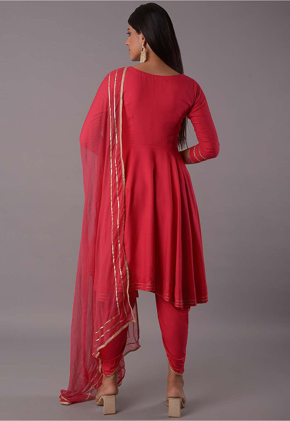 Buy Embroidered Rayon Punjabi Suit in Red Online : KUR57 - Utsav Fashion