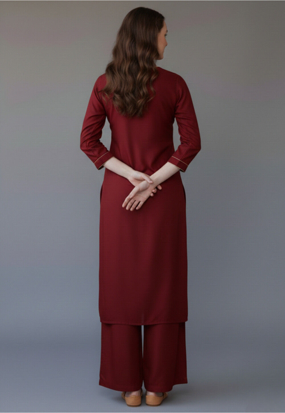 Buy Embroidered Rayon Straight Kurta Set in Maroon Online : TDW294 ...
