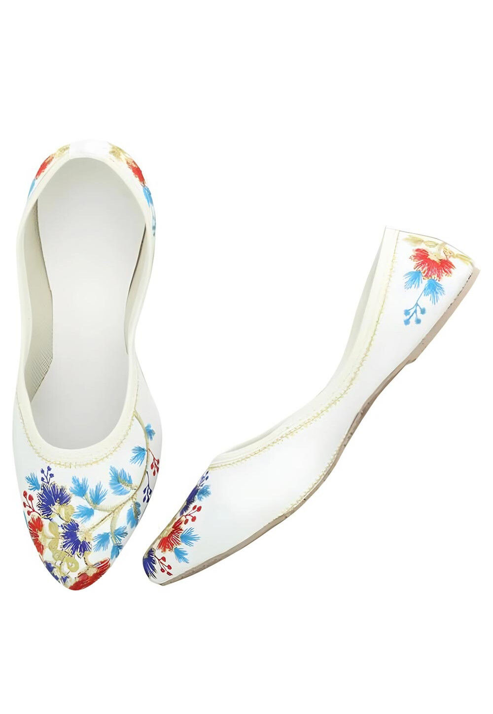 Buy Embroidered Synthetic Women Jutti in White Online : JJF36 - Utsav ...