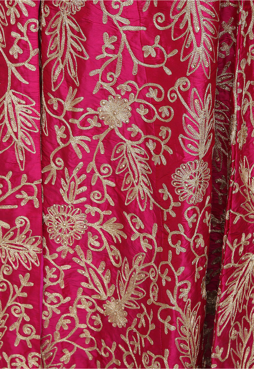 Buy Embroidered Taffeta Silk Front Slit Pakistani Suit in Fuchsia ...