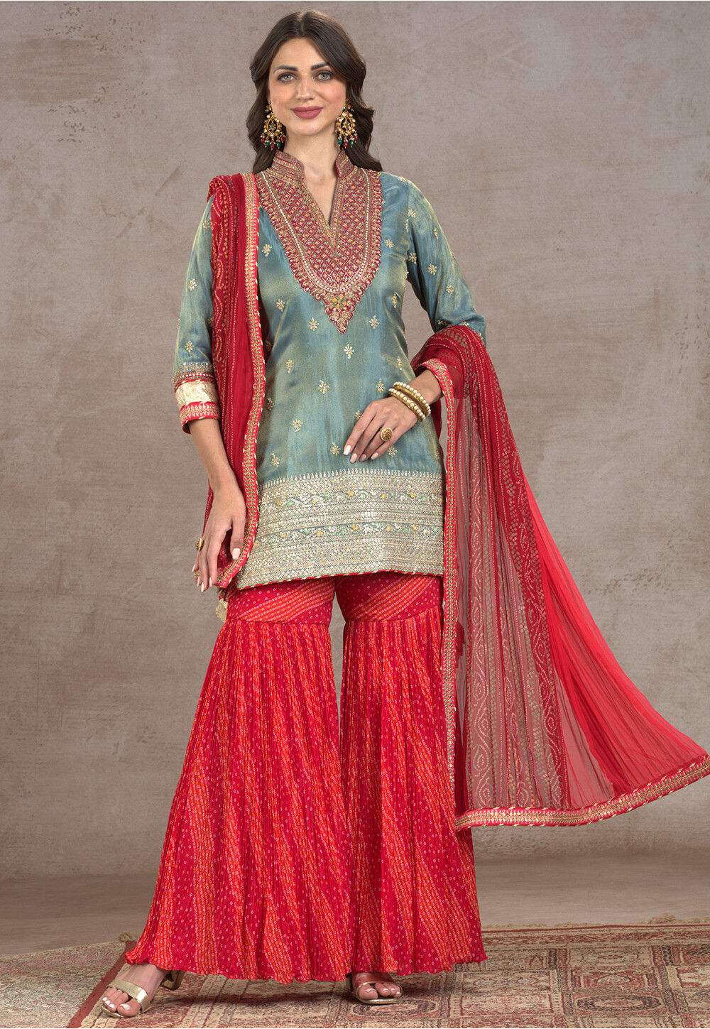 Buy Embroidered Tissue Pakistani Suit in Light Blue Online : KPH63 ...