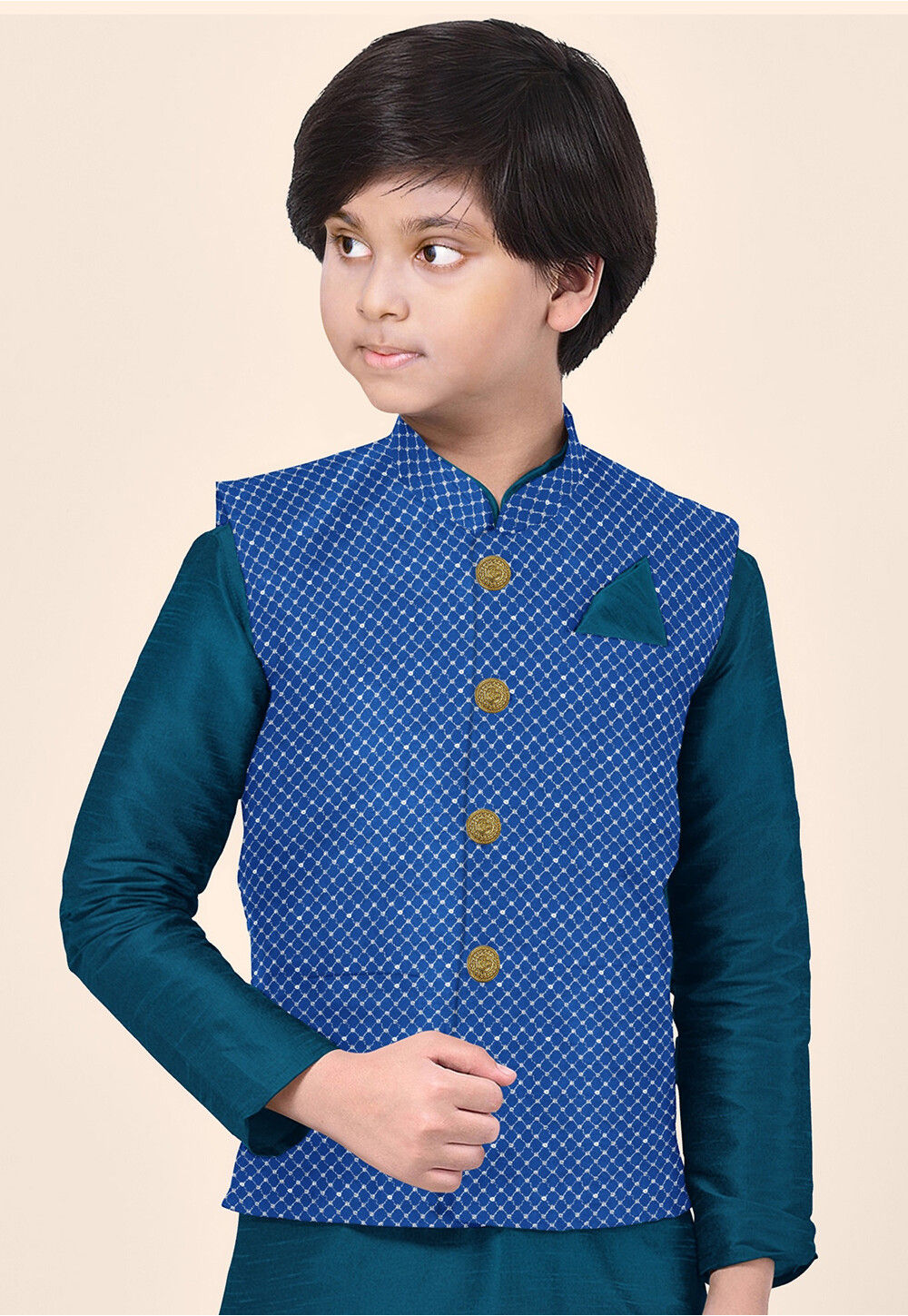 Buy Embroidered Uppada Silk Nehru Jacket in Royal Blue Online : UNJ1913 ...