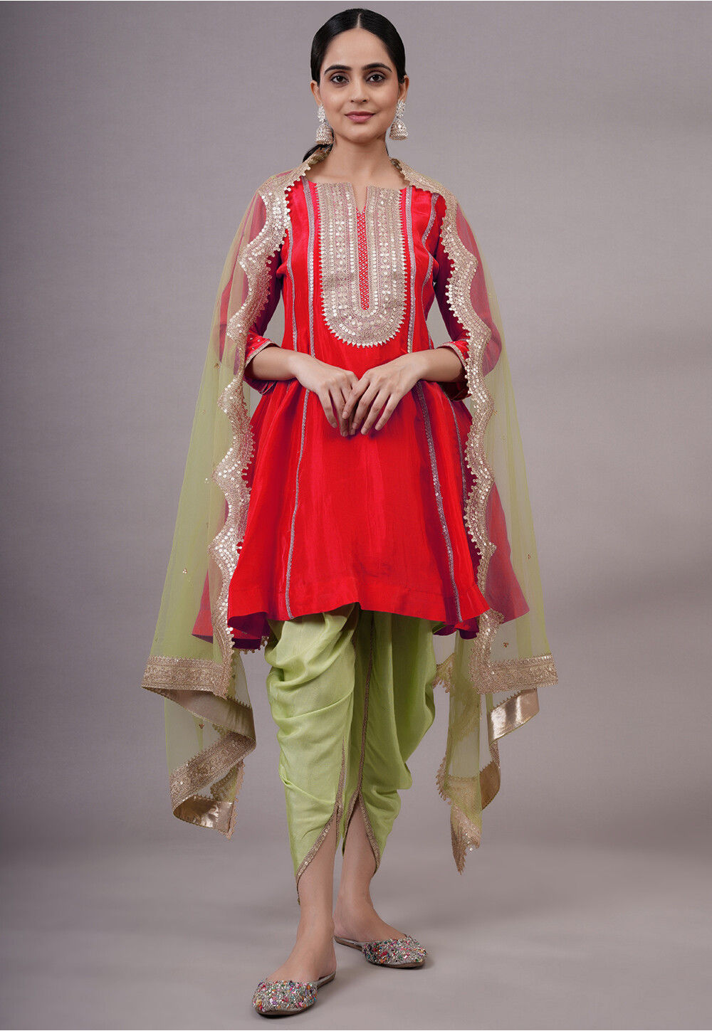 Buy Embroidered Uppada Silk Punjabi Suit in Red Online : KUR761 - Utsav ...