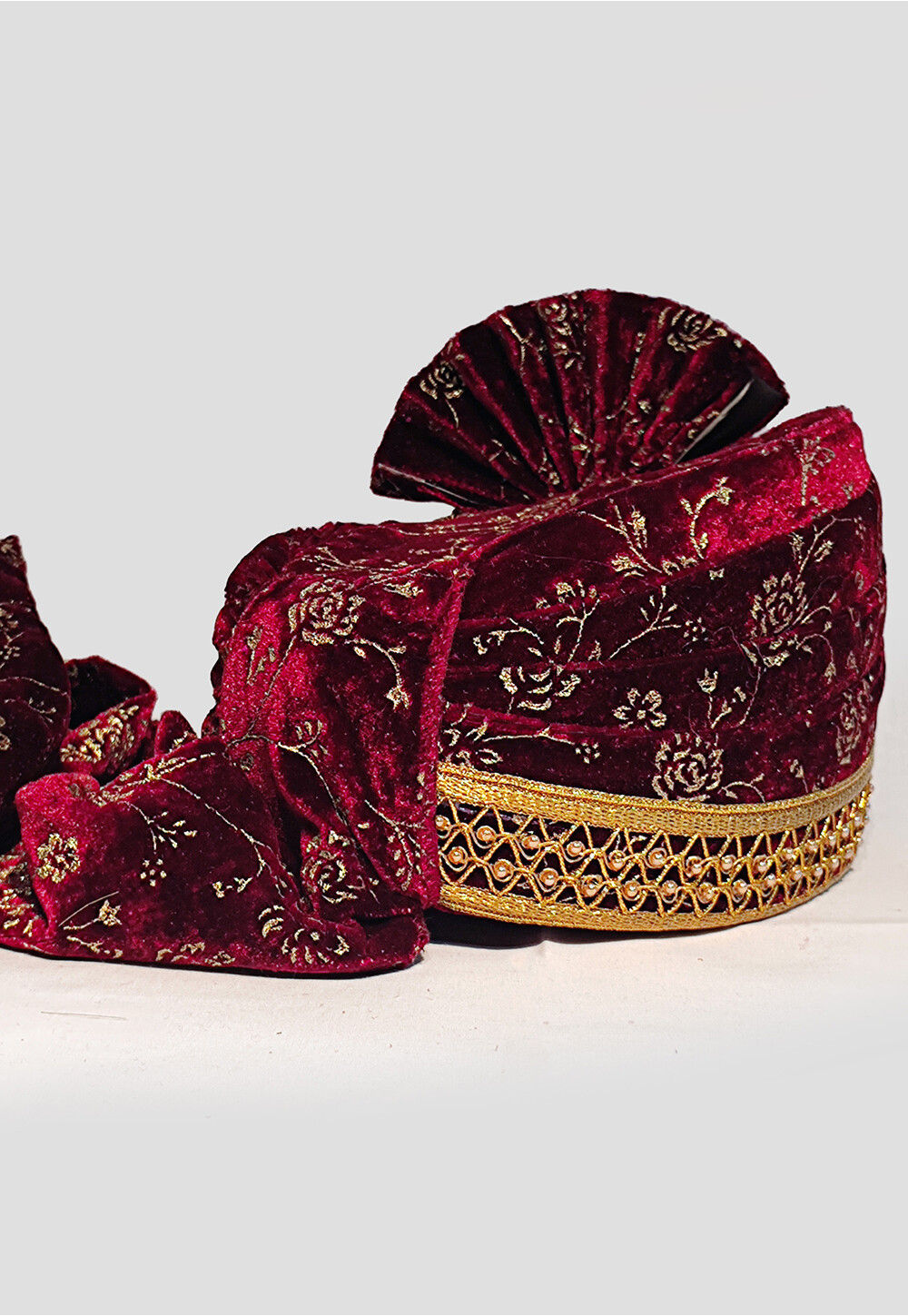 Buy Embroidered Velvet Turban in Maroon Online : MTE1221 - Utsav Fashion