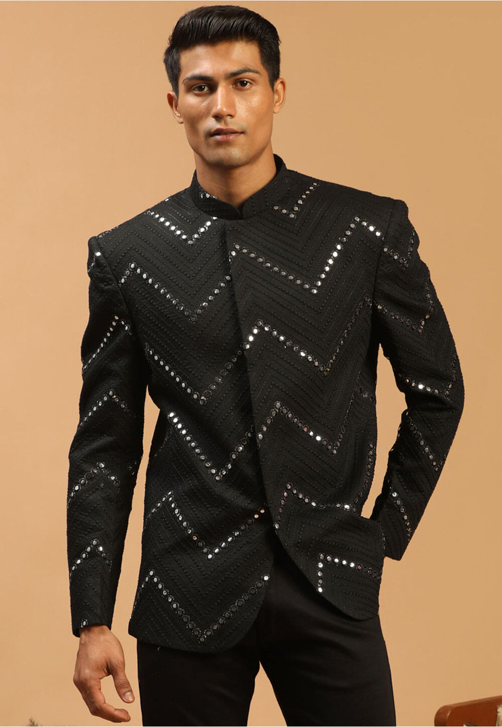 Buy Embroidered Viscose Jodhpuri Jacket in Black Online : MTR3269 ...