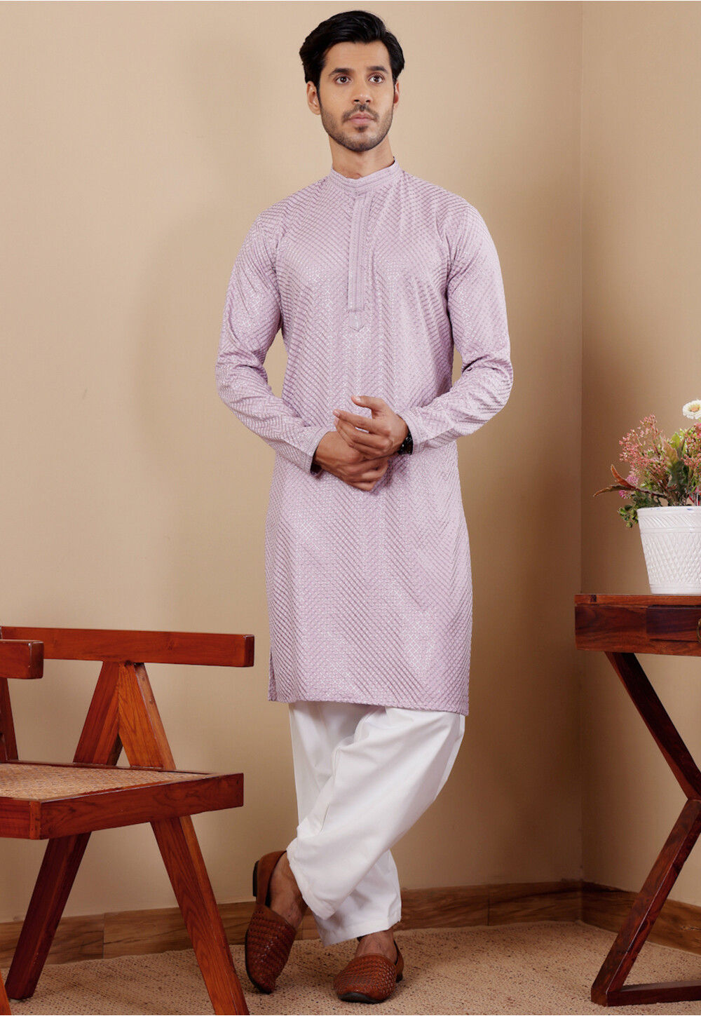 Buy Embroidered Viscose Kurta Set in Purple Online : MAT717 - Utsav Fashion