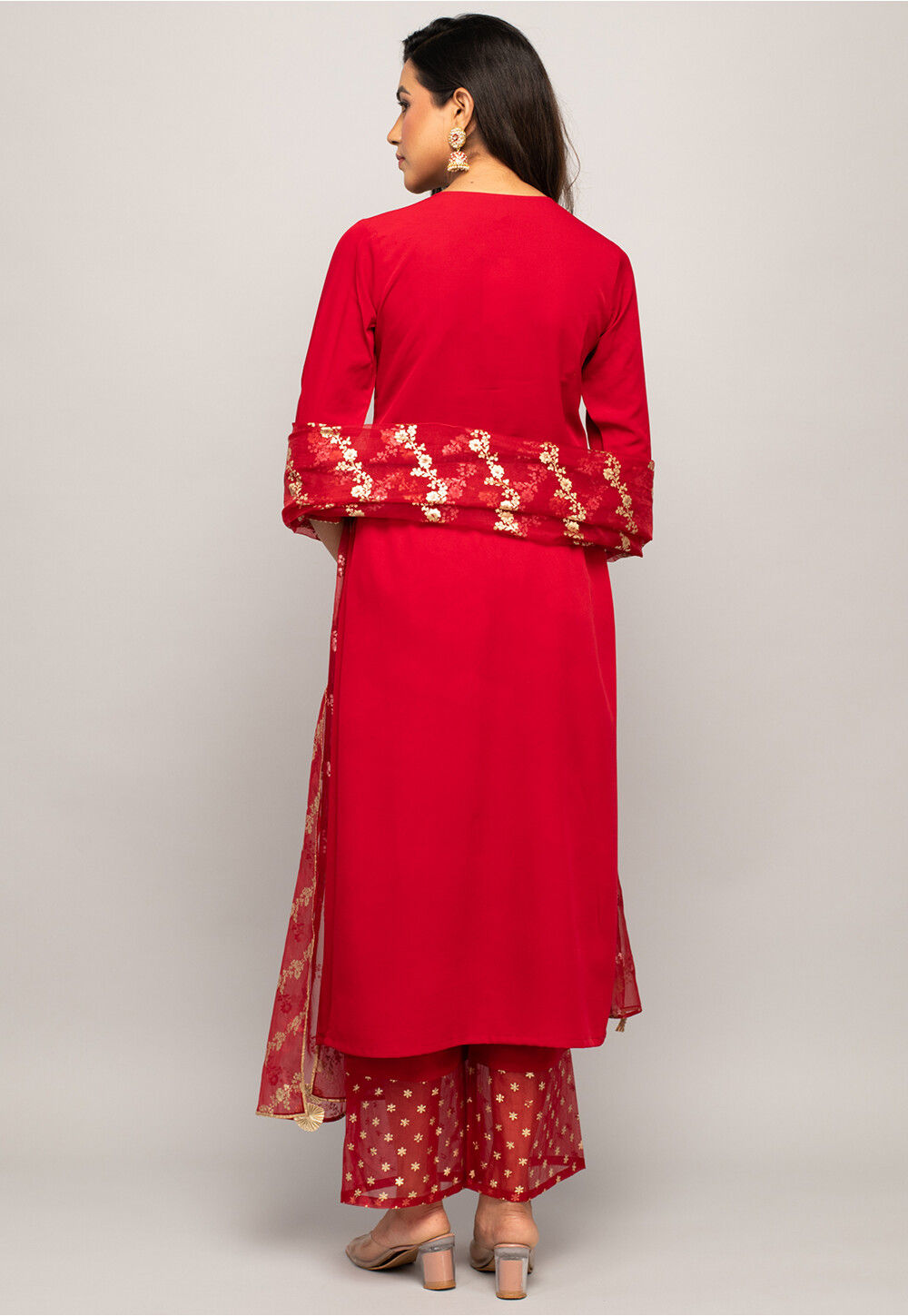 Buy Foil Printed Crepe Pakistani Suit in Red Online : KJC3279 - Utsav ...