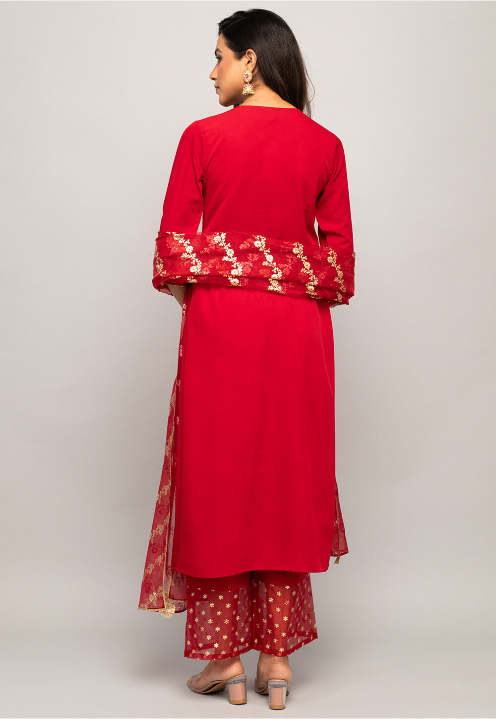 Buy Foil Printed Crepe Pakistani Suit in Red Online : KQU5099 - Utsav ...