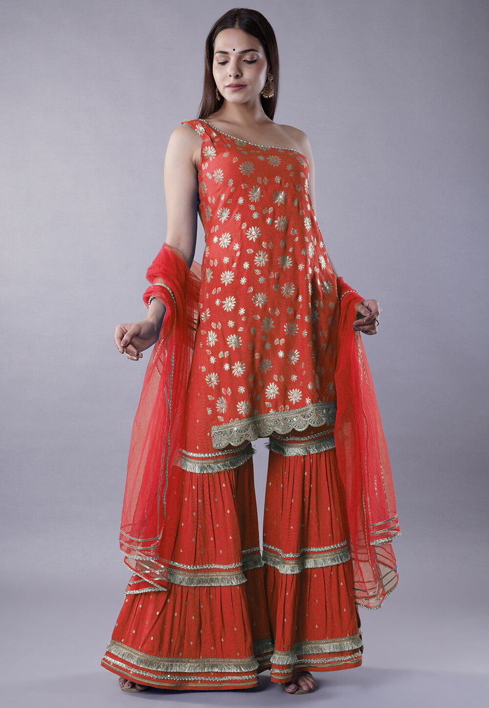 Buy Foil Printed Rayon Pakistani Suit in Red Online : KUR0243 - Utsav ...