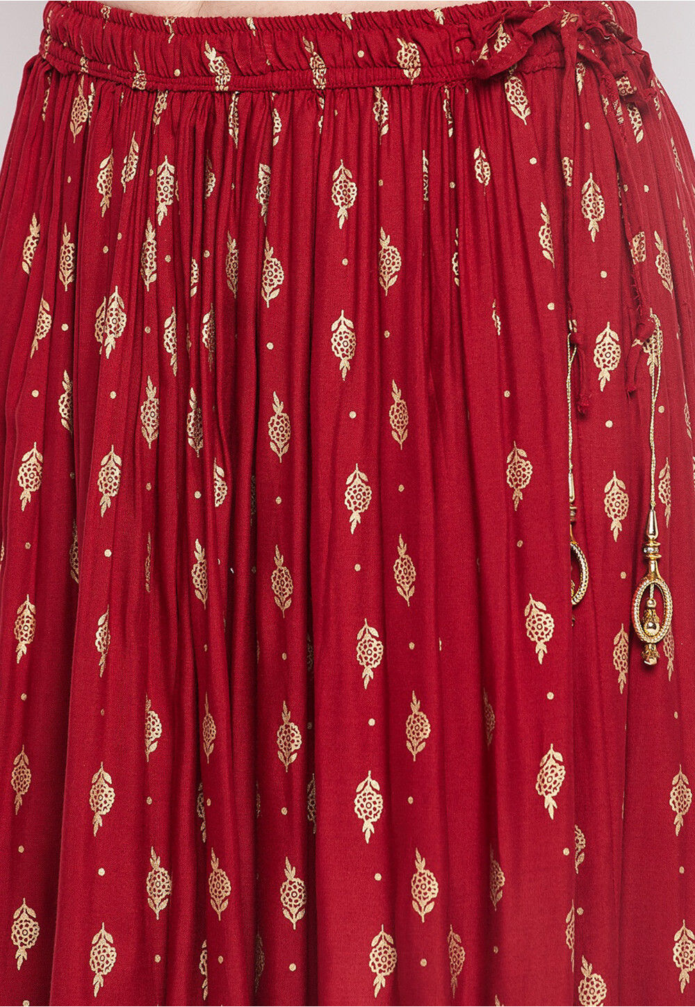 Buy Foil Printed Rayon Skirt in Maroon Online : BGJ548 - Utsav Fashion