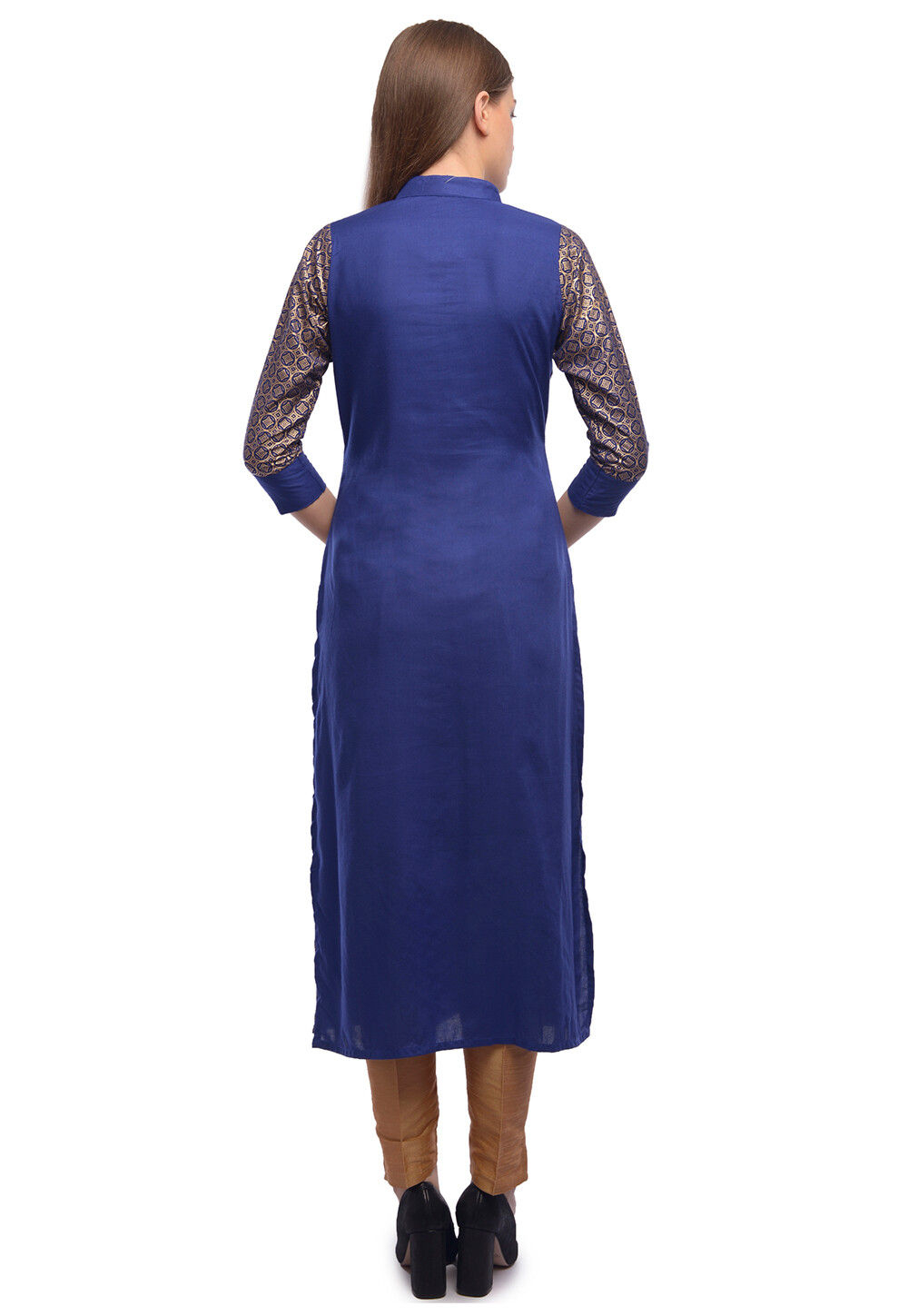 Buy Foil Printed Rayon Straight Kurta in Navy Blue Online : TVE1785 ...
